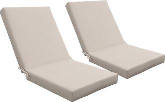 OUTSUNNY Lot de 2 coussins galettes de chaise de jardin - dim. 112L x 51l x &eacute;p. 8 cm - cordons attache - polyester d&eacute;perlant beige
