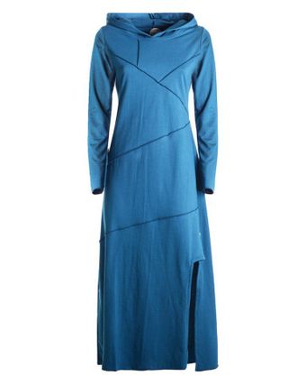 vishes Maxikleid Damen kn&ouml;chellanges Kleid Baumwolle Patchwork Design Kapuzenkleid Alternative Bekleidung, Ethno, Hippie, Retro Style
