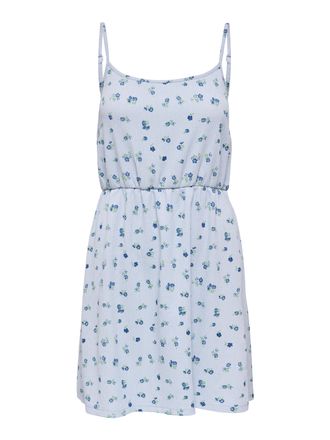 Only Minikleid ONLY ONLALTA S/L SHORT STRAP DRESS PNT ZLO, Damen, Gr. XS, N-Gr, cashmere blau aop:dunkelblau flowers, Web, Obermaterial: 98% Polyester, 2% 