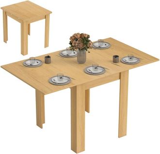 HOMCOM Table &agrave; manger extensible - HOMCOM - 4 &agrave; 6 personnes - patins en feutre - panneau de particules - 70-140x80x77,5cm - bois naturel