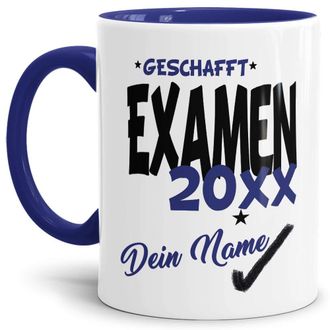 Tassendruck Examen-Tasse Geschafft Examen 20XX - Selbst gestalten mit Jahr und Name zum bestandenen Examen/Abschluss/Lernen/Pr&uuml;fung/personalisierte Geschenk-Idee/