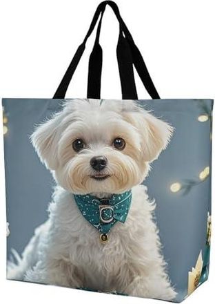 Generic Adorable Chien Maltais Sac Fourre-Tout Imperm&eacute;able Sacs R&eacute;utilisable Sac A Main Femmes Pour Travail Quotidienne Shopping