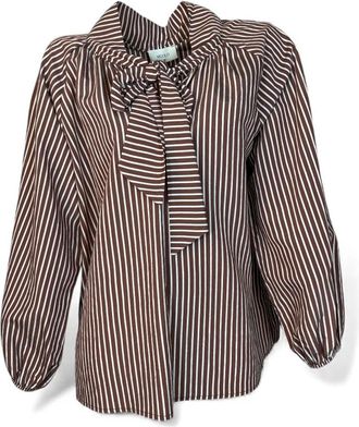 Vicolo Femme, Blouses et Chemises, Brun, Taille: 42 FR Blouse ray&eacute;e &agrave; col nou&eacute;