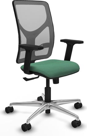 Piqueras y Crespo Sessel f&uuml;r die Arbeit zu Hause, mit 2D-Armen, h&ouml;henverstellbare Lendenwirbelst&uuml;tze, ausgestattet mit 3 Positionen und Schneidschaum, Grau/Smaragdgr&uuml;n