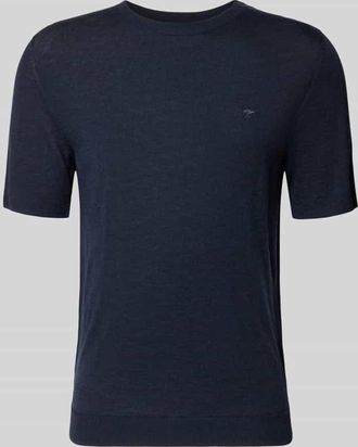 Fynch-Hatton Strick T-Shirt mit Rundhalsausschnitt und Label-Stitching