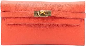Herm&egrave;s Portefeuille long Kelly Pre-owned - Femme - Pre-owned - Orange - Taille: ONE Size
