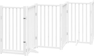 vidaXL Barrière pour chiens avec porte 6 panneaux bois de sapin massif vidaXL