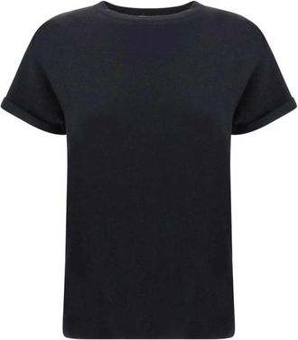 Brunello Cucinelli Femme, Tops, Noir, Taille: 40 FR Nylon Crew Neck T-Shirt