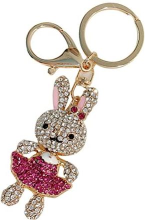 Pretyzoom Porte-clés Lapin Métal Pendentif Décoratif Avec Cristaux Pour Sac Ou Trousseau De Clés