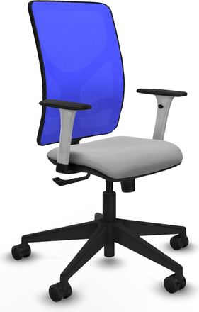 Piqueras y Crespo B&uuml;rostuhl mit wei&szlig;en und schwarzen Armlehnen, h&ouml;henverstellbare Lendenwirbelst&uuml;tze, ausgestattet mit 3 Positionen und Schneideschaum, Blau/Hellgrau