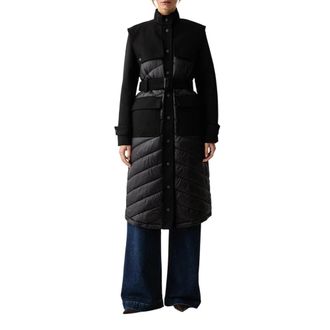 Patrizia Pepe Gesteppter Nylonmantel mit Woll-Details - - Coats - Damen - Schwarzk - M