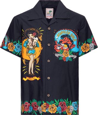 King Kerosin Herren Hawaii Hemd &middot; Hawaiian Shirt &middot; Artwork &middot; Print &middot; Mexico &middot; Pinup &middot; Retro &middot; Vintage &middot; Rockabilly &middot; 50s &middot; Kurzarm &middot; Reverskragen &middot; Biker &middot; Trucker