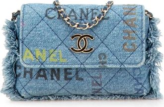 Chanel Sac bandouli&egrave;re Mini Denim Mood matelass&eacute; doccasion avec cha&icirc;ne - Femme - Pre-owned - Bleu - Taille: ONE Size