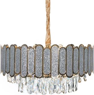 Beliani Beliani - Lustre Glamour Suspendu en M&eacute;tal Laiton et Cristaux de Verre Transparent Aguarico