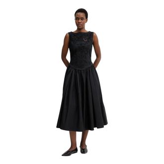 Stine Goya Robe Mi-longue Broderie Coton - Femme - Robes - Noir - Taille: 42 FR