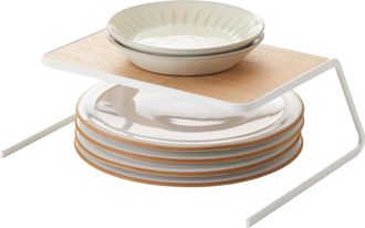 Yamazaki Tableware Yamazaki 2446 TOSCA K&uuml;chenregal, wei&szlig;, Stahl/Holz, minimalistisch, 26.5 x 19.5 x 9 cm