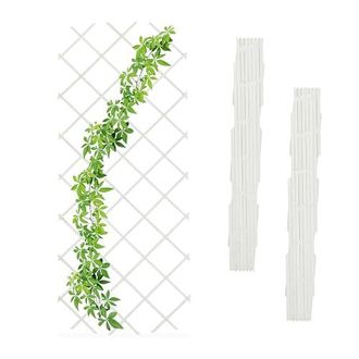 Relaxdays Rankgitter ausziehbar, 3er Set, 180x90 cm, Holz, Rankhilfe Kletterpflanzen, Holzgitter Wand, Spalier, wei&szlig;