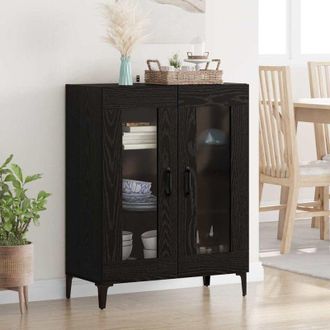 vidaXL vidaXL Buffet Ch&ecirc;ne noir 69,5 x 34 x 90 cm Bois ding&eacute;nierie et fer