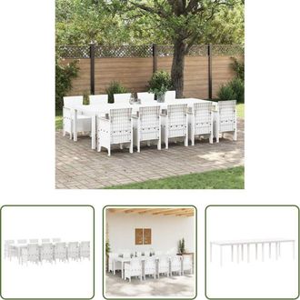 vidaXL Terrassensitz - Garten Essgruppe 11 pcs Wei&szlig; Rattan und Stahl