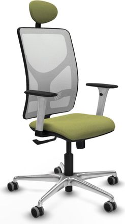 Piqueras y Crespo Gr&uuml;ner Schreibtischstuhl mit wei&szlig;en und schwarzen Armlehnen, h&ouml;henverstellbare Lendenwirbelst&uuml;tze und festes Kopfteil, ausgestattet mit 3 Positionen, 