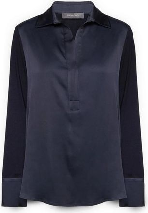 Elena Miro Femme, Blouses et Chemises, Bleu, Taille: 36 FR Polo bicolore