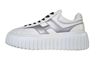 Hogan Chaussures Sneakers Femme H-Stripes HXW6450FE91NCD0351 Blanc et Argent, Blanc et argent., 39 EU