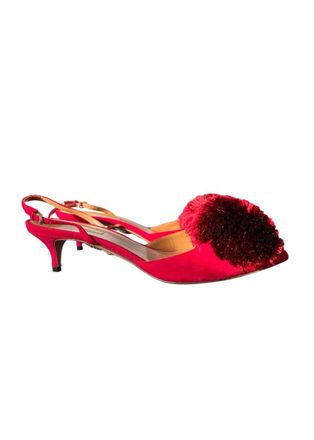 Aquazzura Red Powder Puff 45 Suede Slingbacks Size 38
