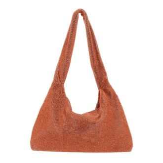 Kara Femme, Sacs, Orange, Taille: ONE Size Sac &agrave; Aisselle en Maille de Cristaux