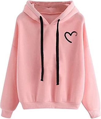 Generic Sweat-shirt décontracté surdimensionné pour femme - Pull à capuche pour femme - Noir - Sans capuche - Grande taille - Couleur unie - Sans capuche - Ch