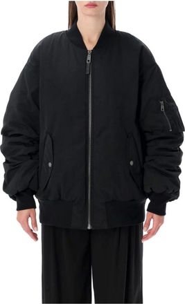 Dolce & Gabbana Femme, Vestes, Noir, Taille: 36 FR Oversized Bomber Jacket