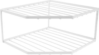 BESPORTBLE MUCKLILY Eckregal f&uuml;r K&uuml;chenschr&auml;nke Topf und Pfannenst&auml;nder aus Wei&szlig;em Metall Doppelschichtiges K&uuml;chenregal f&uuml;r Arbeitsplatte und Sp&uuml;le Stabiler Orga