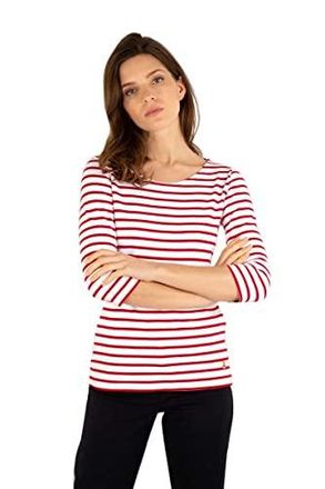 Armor Lux Marinière GUERANDE, Multicolore (Blanc/Braise 320), XXXX-Large (Taille fabricant: 7) Femme