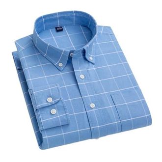 Generic Chemise Oxford 100% coton for homme - Classique &agrave; manches longues boutonn&eacute;e for le travail d&eacute;contract&eacute;, polyvalente et confortable.(Grid 11,3XL)
