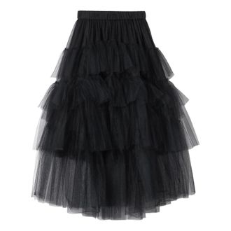 Simone Rocha Femme, Jupes, Noir, Taille: 38 FR Tiered Ribbon Midi Skirt