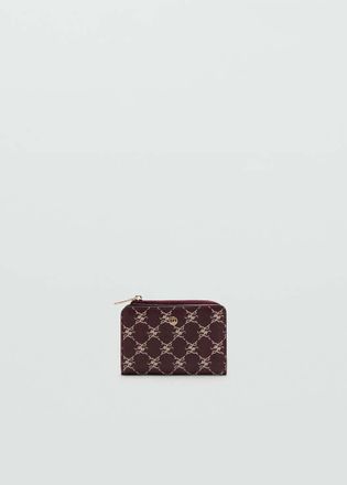 Mango Portefeuille moyen imprim&eacute; logo bordeaux - Femme - Taille unique - MANGO