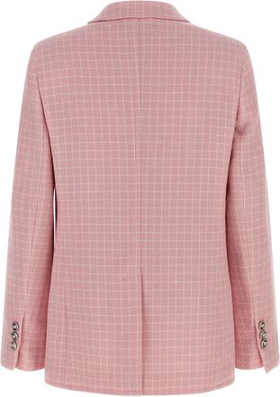 Versace Check Wool Cr&ecirc;pe Blazer - Pink