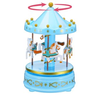 NUOBESTY Karussell Spieluhr mit Musik Dekorative Kunststoff Spieldose Blau Robust und Stimmungsaufhellend f&uuml;r Wohn und Schlafzimmer