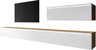 Furnix Furnix - M&ouml;belwand barcello iv mit led: 3x TV-Schrank 1x Regale Wei&szlig; wotan gl&auml;nzend
