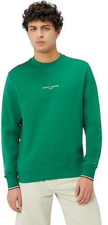 Tommy Hilfiger WCC Tommy Logo Tipped Crewneck Mw0Mw33640 Col Ras du Cou, Green (Nouveau Green), L Homme