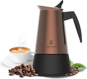 Cecotec Piccolina Italienische Kaffeemaschine 600 Bronze, 300 ml, 6 Kaffeetassen, Edelstahl, geeignet f&uuml;r alle Oberfl&auml;chen, Premiumfilter, Sicherheitsventil, 
