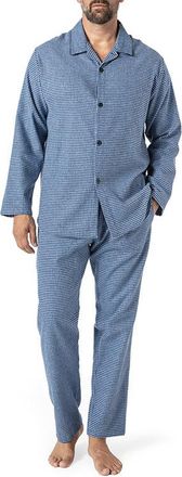 Novila Herren Pyjama blau Flanell gemustert