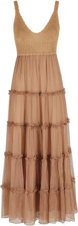 Ermanno Scervino Femme, Robes, Brun, Taille: 38 FR Abito lungo senza manica