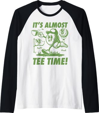 Trendy Apparel Its Almost Tee Time! Running Toon Golf Ball Raglan