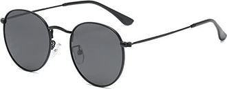 Generic Lunettes de soleil rondes rétro polarisées en métal pour hommes et pour femmes, ombrage de sports de plage en plein air (couleur : A, taille : moyen) 