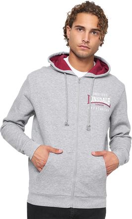 Lonsdale Herren Kapuzensweatjacke mit Rei&szlig;verschluss Normale Passform LINTMILL Marl Grey/Oxblood/White XL