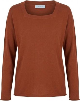 Malo Haut &agrave; manches longues et encolure carr&eacute;e - Femme - Tops - Brun - Taille: 40 FR