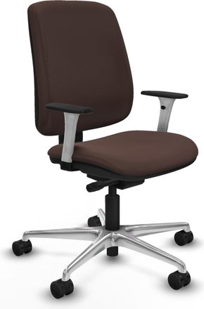 Piqueras y Crespo Stuhl mit verstellbaren Armlehnen, Alarm, ausgestattet mit Syncro/Traslack und eingespritztem Schaumstoff. 65 mm Nylon-Rollen, Dunkelbraun