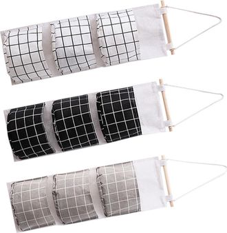 Artibetter 3 St&uuml;ck Teiliges Wand aufbewahrungsset aus Baumwolle und Leinen mit F&auml;chern Faltbarer Wandorganizer f&uuml;r Bad Schlafzimmer K&uuml;che Vielseitige H&auml;ngeaufbew