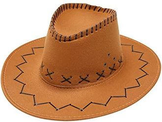 Generic Lane Chapeau Adulte D&eacute;contract&eacute; Solide Suture &Eacute;t&eacute; Western Mode Cowboy Chapeau de Soleil Large Bord Voyage Chapeau de Soleil Cowboy Costume Femme, kaki