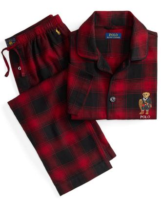 Ralph Lauren Flanell-Schlafanzug aus Baumwolle mit Karomuster, X-Mas in